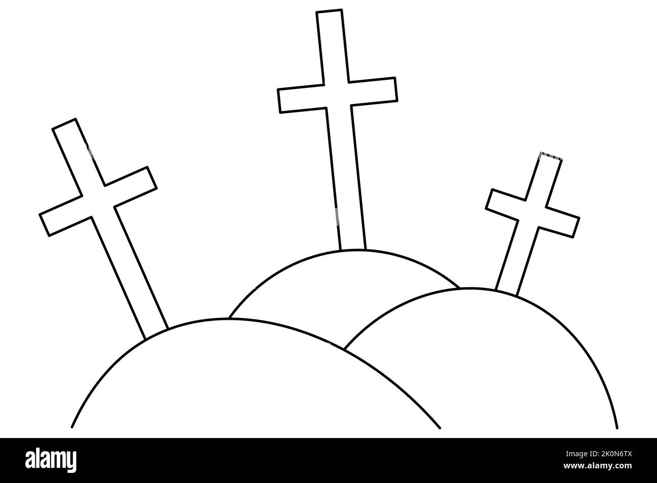 Crosses. Memorial to memory. Vector illustration. Outline on an isolated white background ...