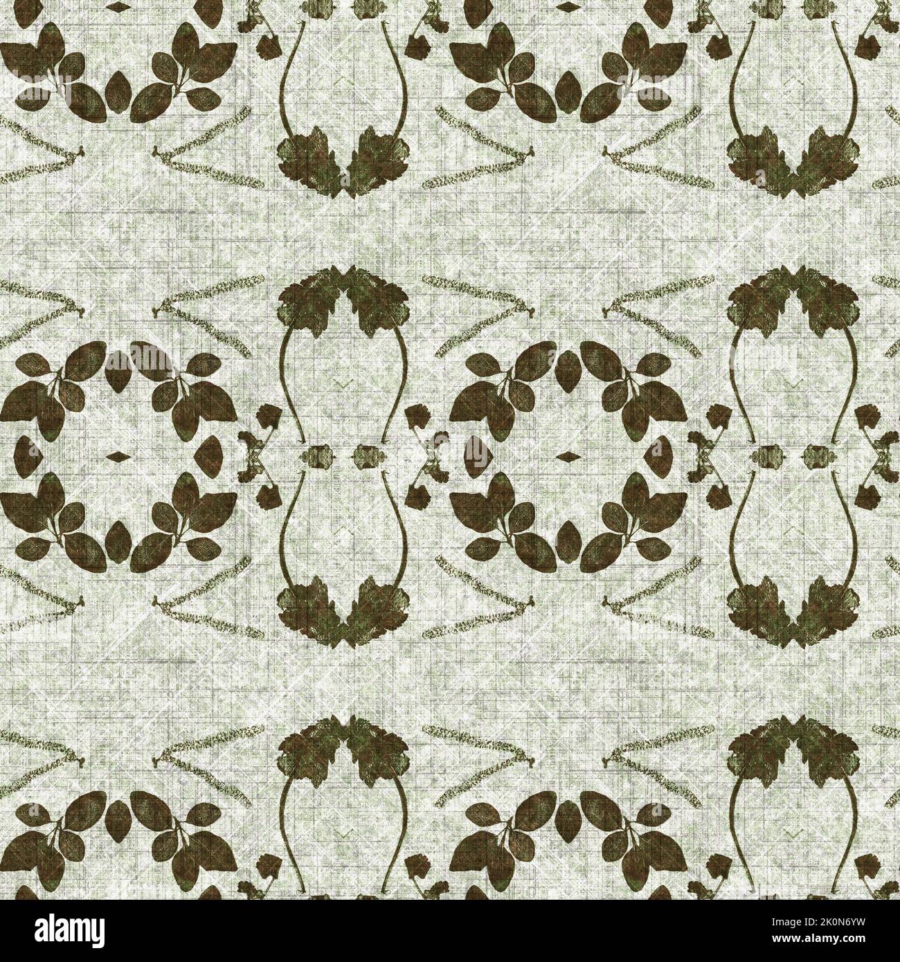 Foliage green kaleidoscope seamless texture pattern. Trendy optic fresh ...