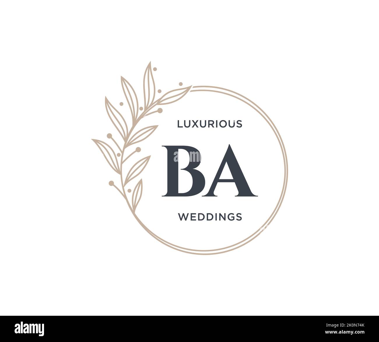 BA Initials letter Wedding monogram logos template, hand drawn modern ...