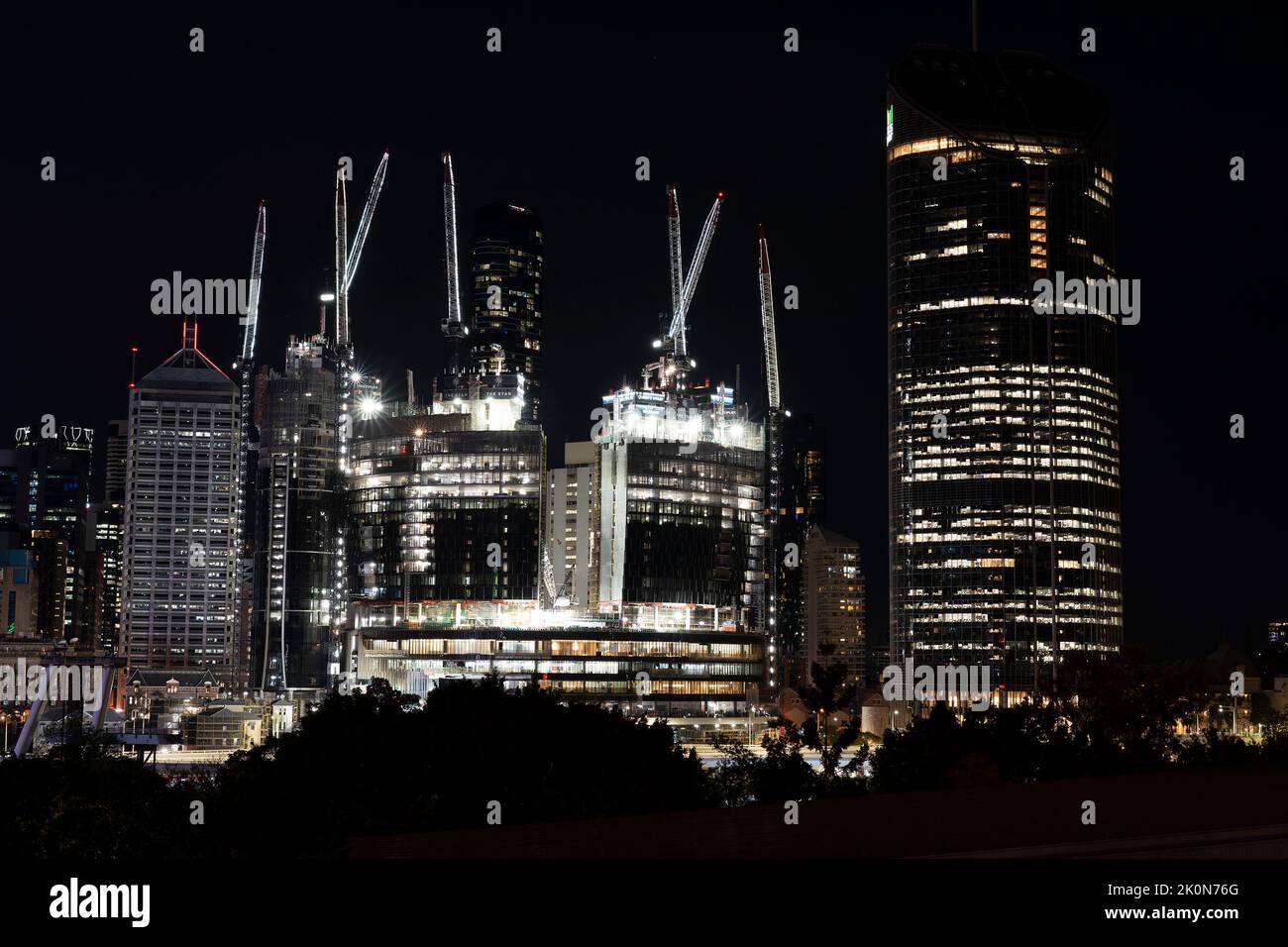 Brisbane, Queensland, Australia - September 2022: The city lit up at ...