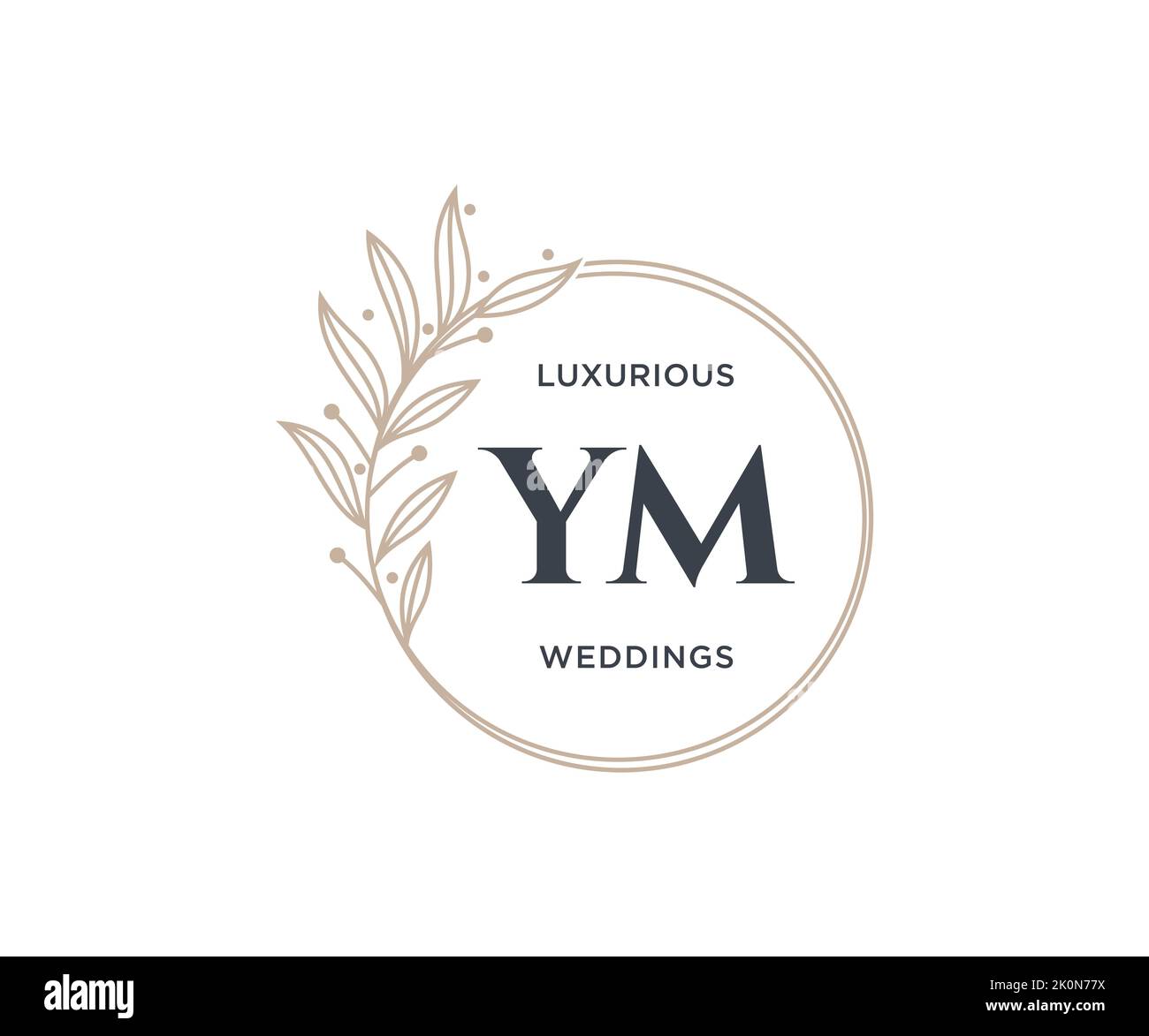 YM Initials letter Wedding monogram logos template, hand drawn modern ...