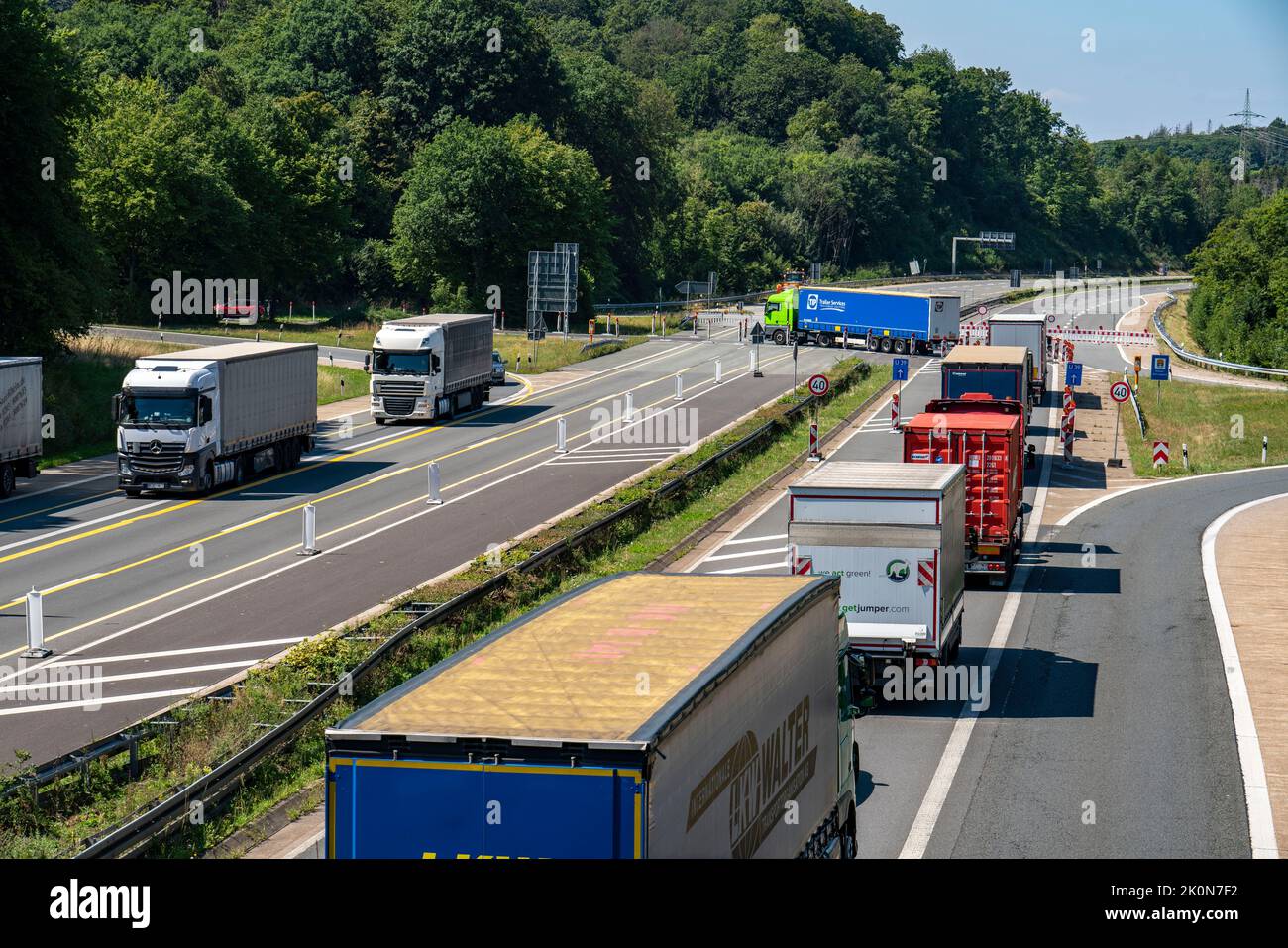 Motorway A45, coming from the south, traffic is diverted before the ...