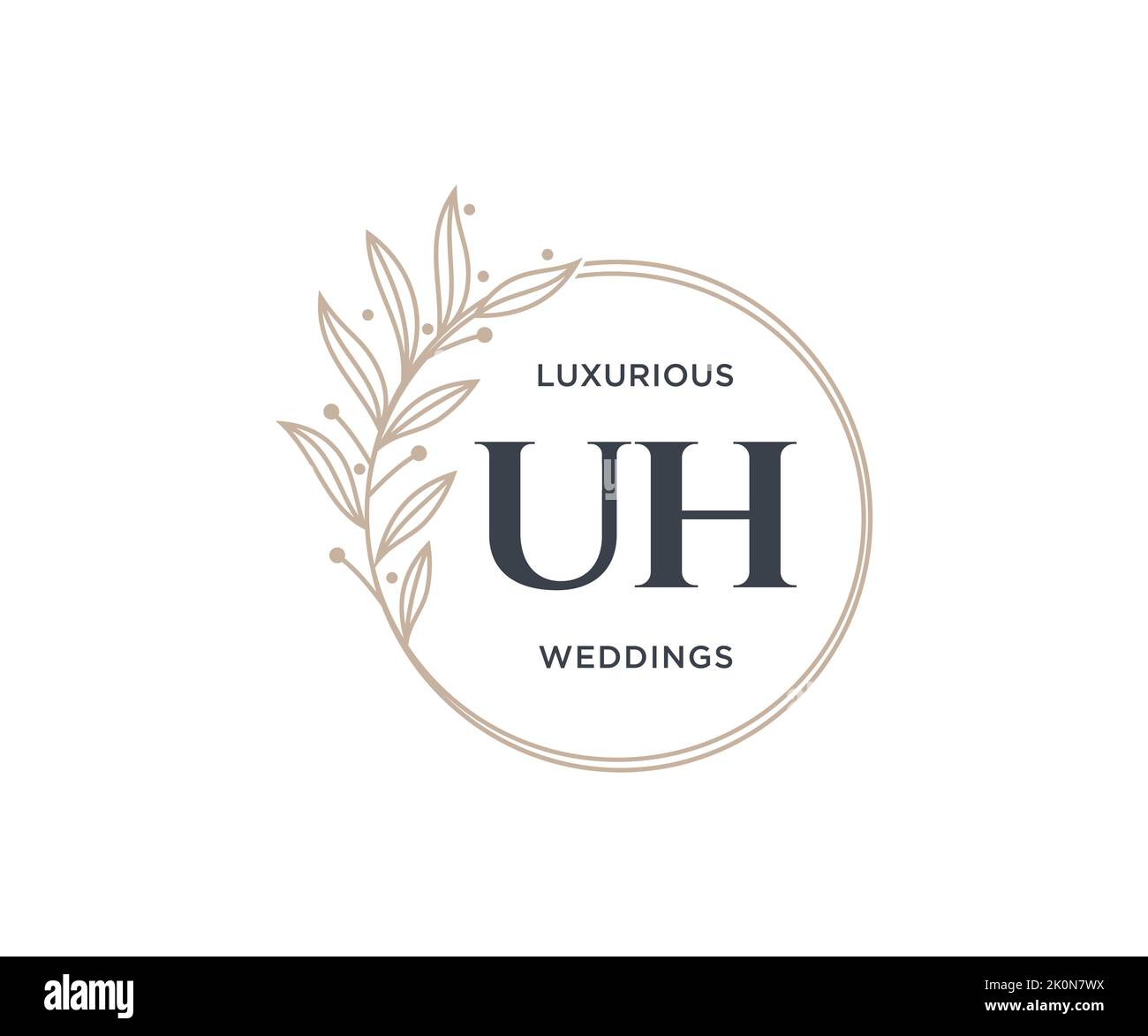 UH Initials letter Wedding monogram logos template, hand drawn modern ...