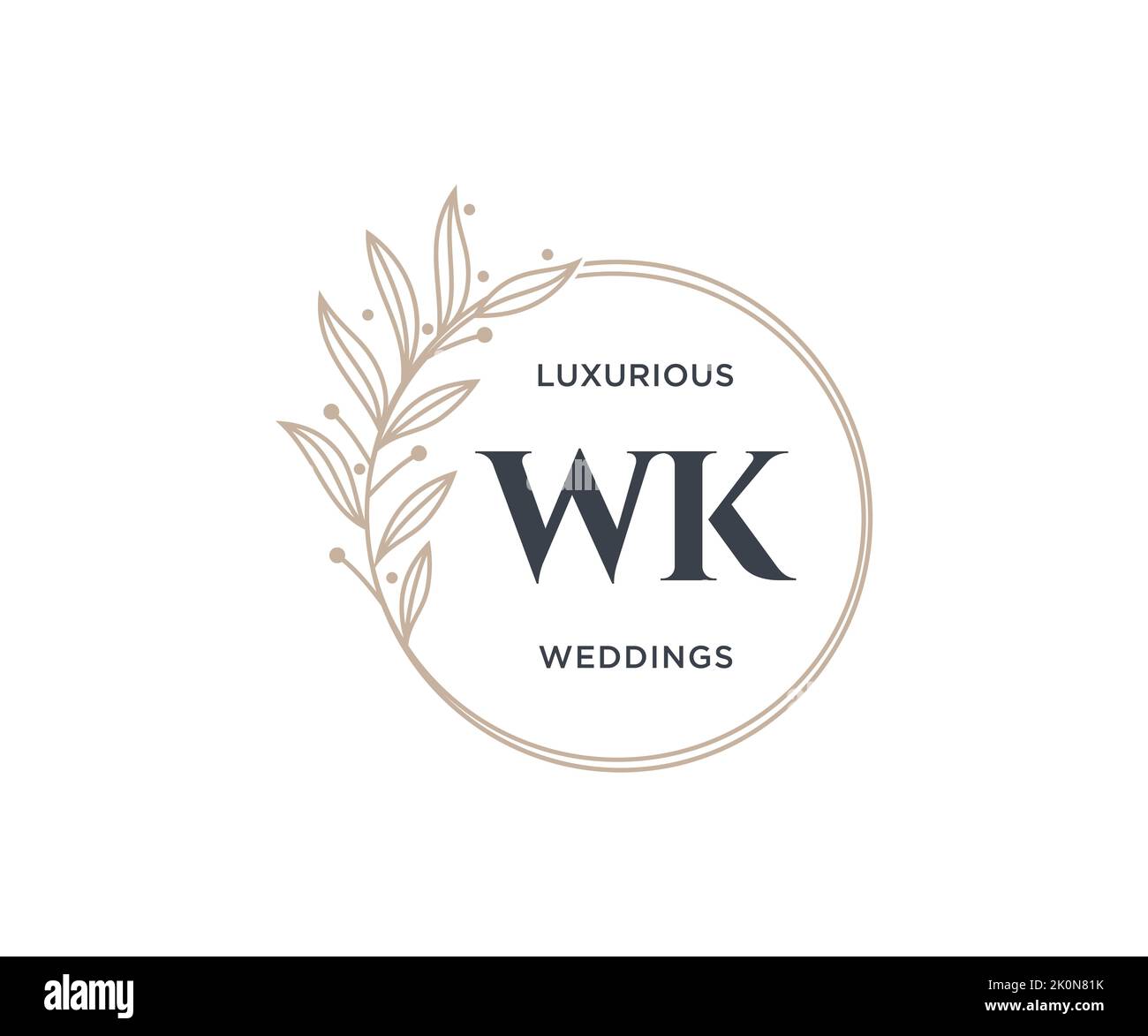 WK Initials letter Wedding monogram logos template, hand drawn modern ...