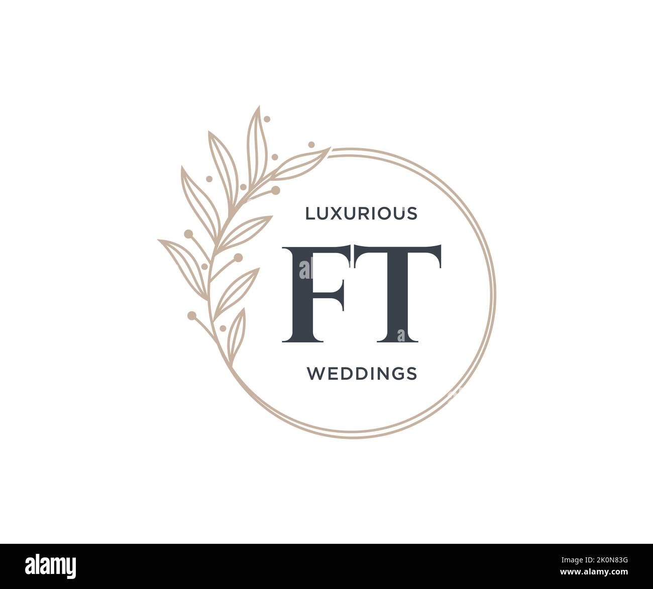 FT Initials letter Wedding monogram logos template, hand drawn modern ...