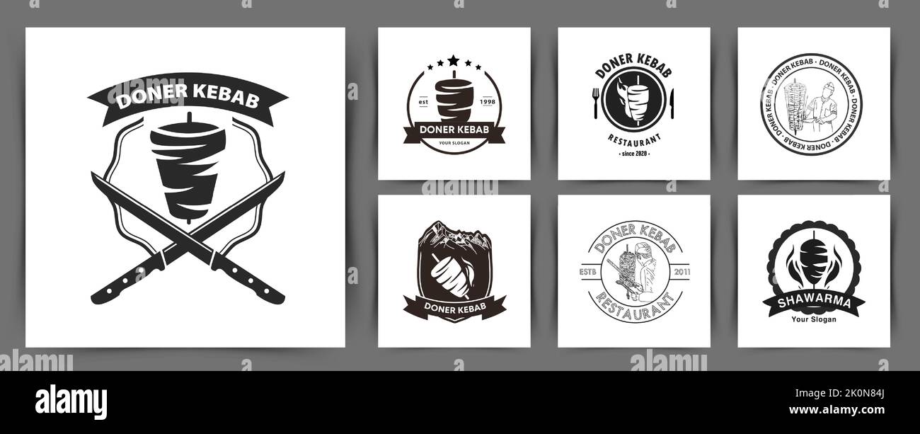 Doner Kebab big set collection. Fast Food Restaurant Design elements ...