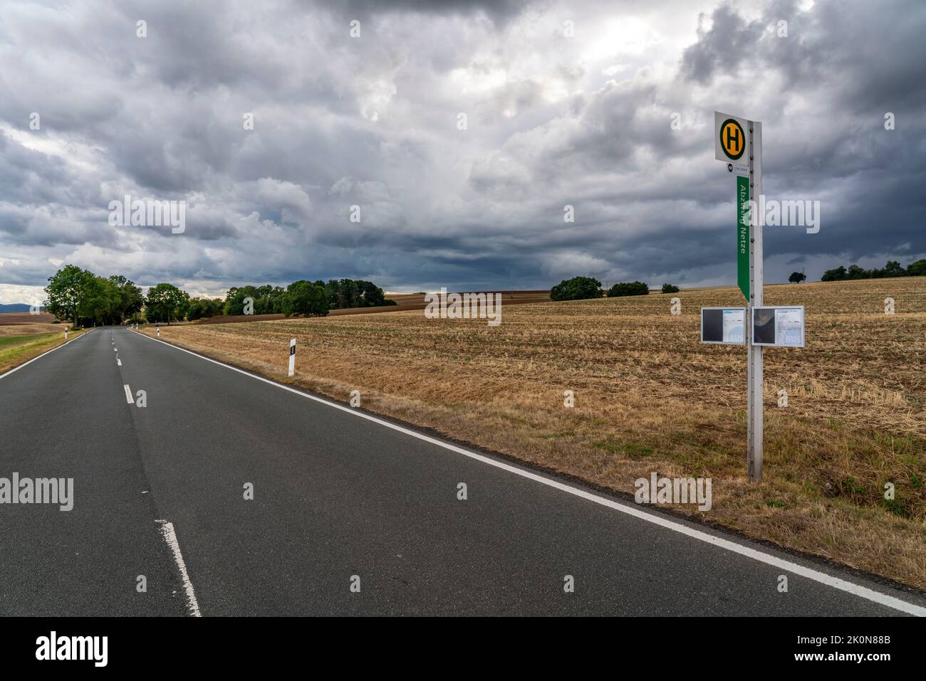 Simple stop of bus line 510 between Korbach and Bad Wildungen, country ...