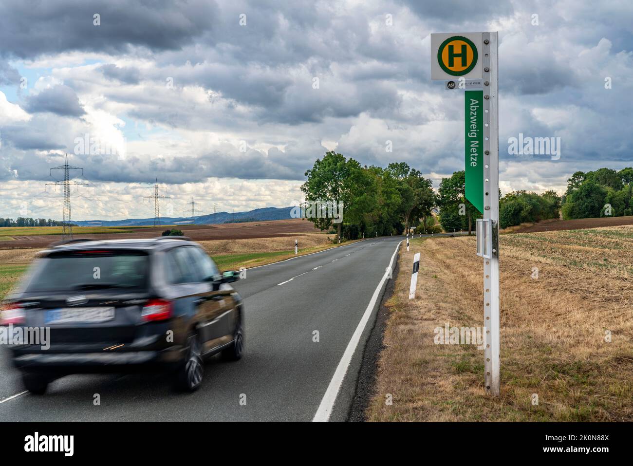 Simple stop of bus line 510 between Korbach and Bad Wildungen, country ...