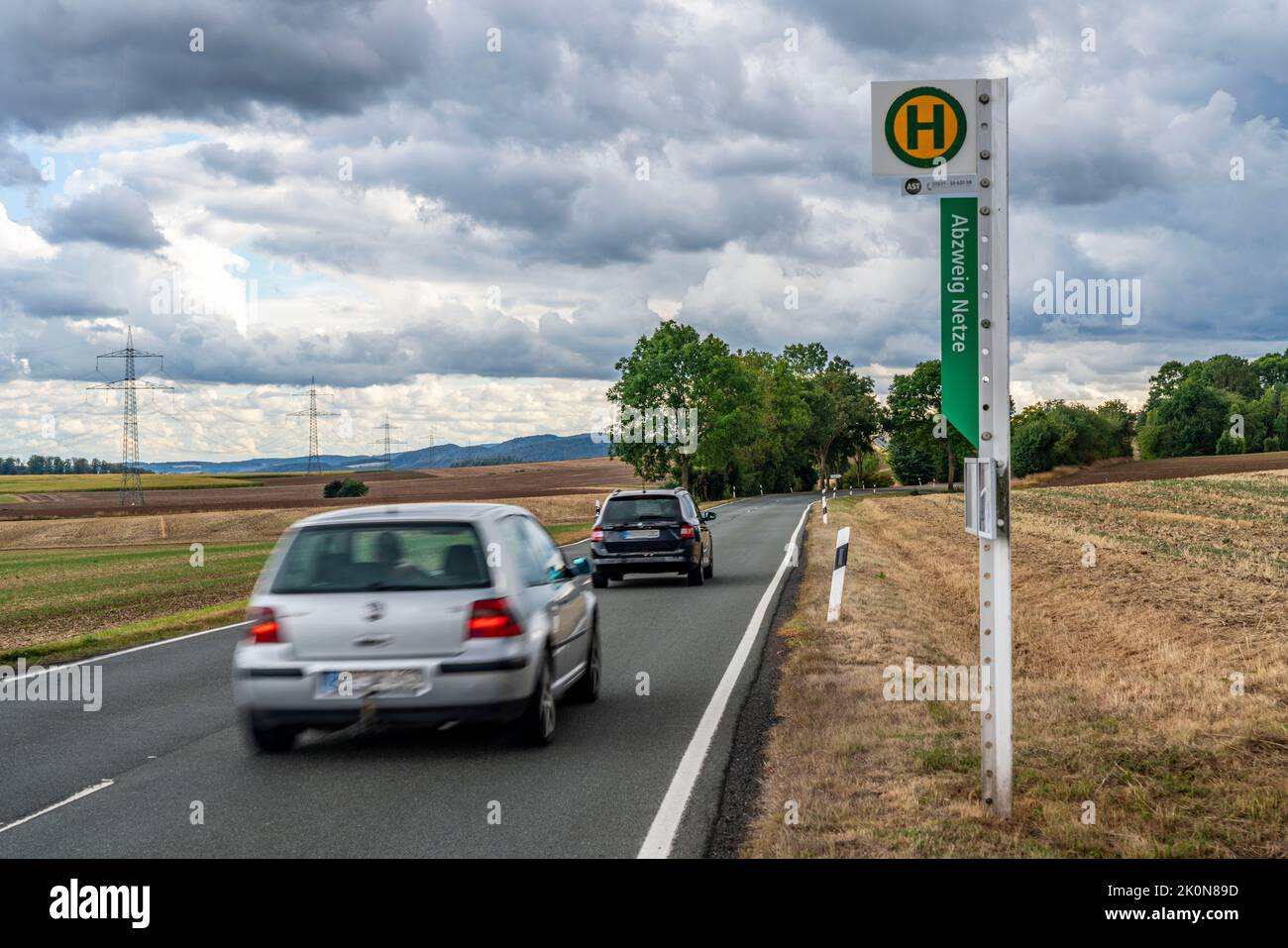 Simple stop of bus line 510 between Korbach and Bad Wildungen, country ...