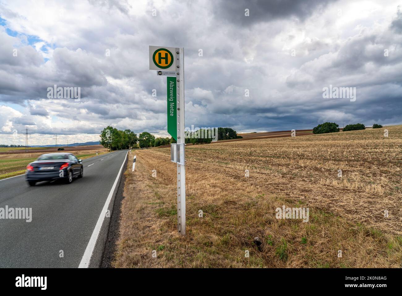 Simple stop of bus line 510 between Korbach and Bad Wildungen, country ...