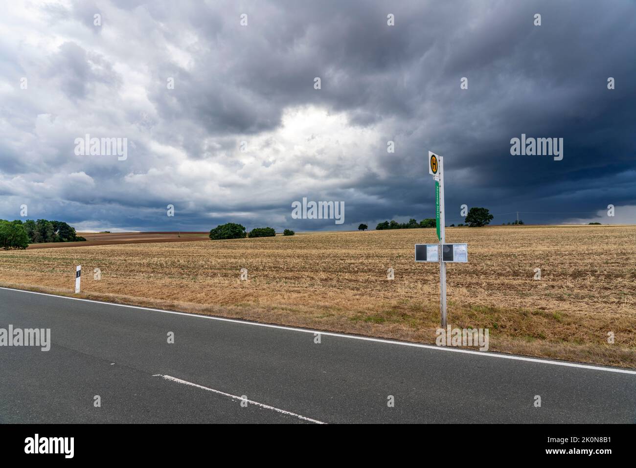 Simple stop of bus line 510 between Korbach and Bad Wildungen, country ...