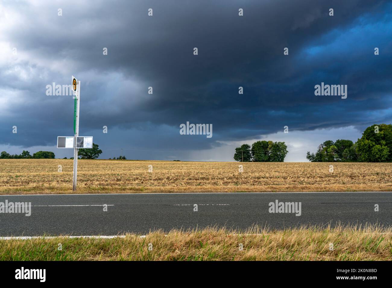 Simple stop of bus line 510 between Korbach and Bad Wildungen, country ...