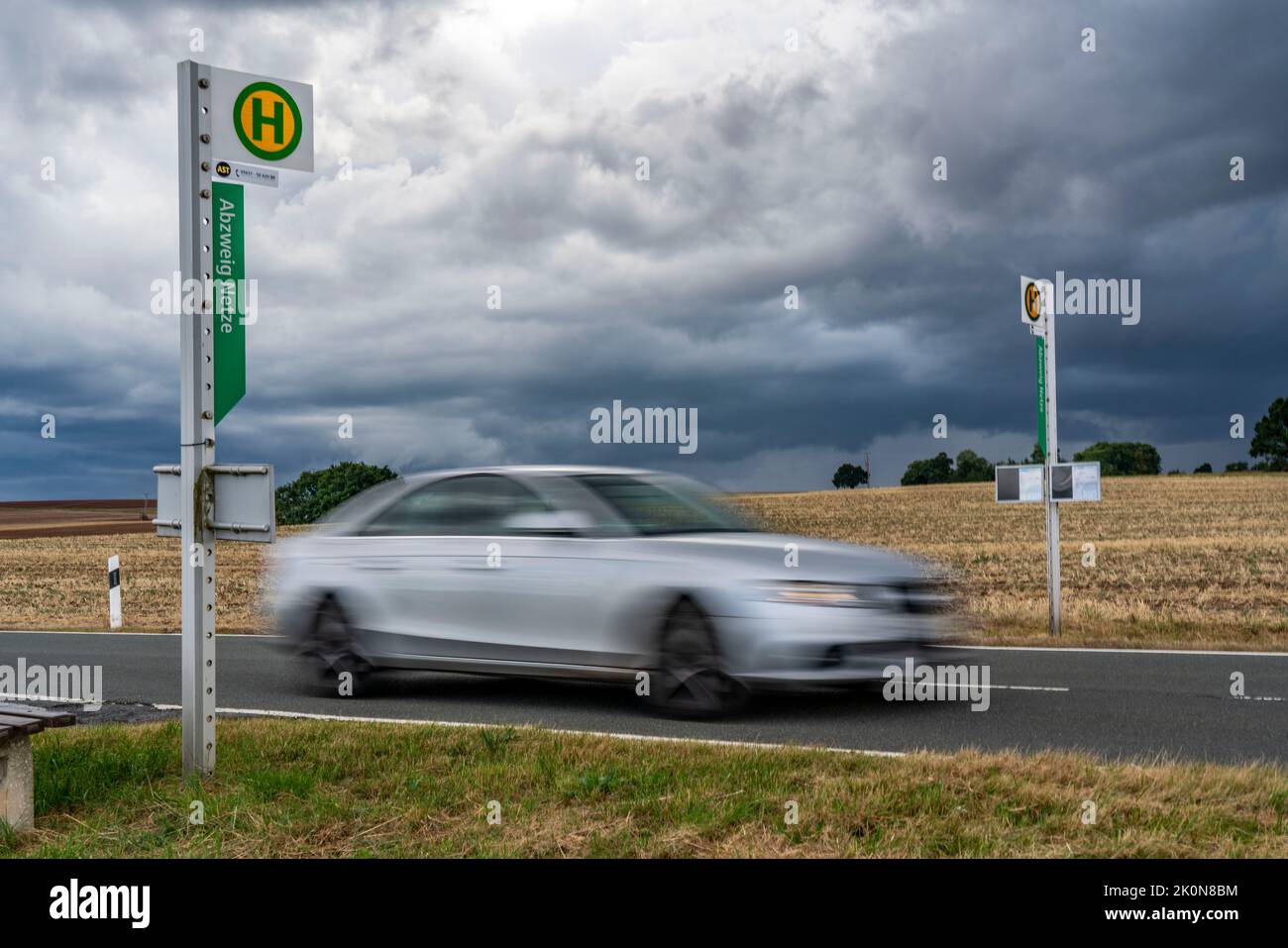 Simple stop of bus line 510 between Korbach and Bad Wildungen, country ...
