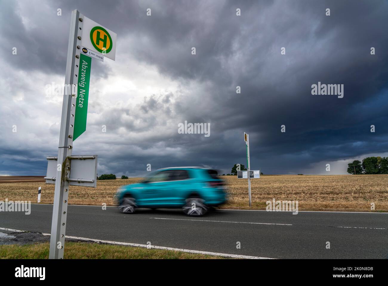 Simple stop of bus line 510 between Korbach and Bad Wildungen, country ...