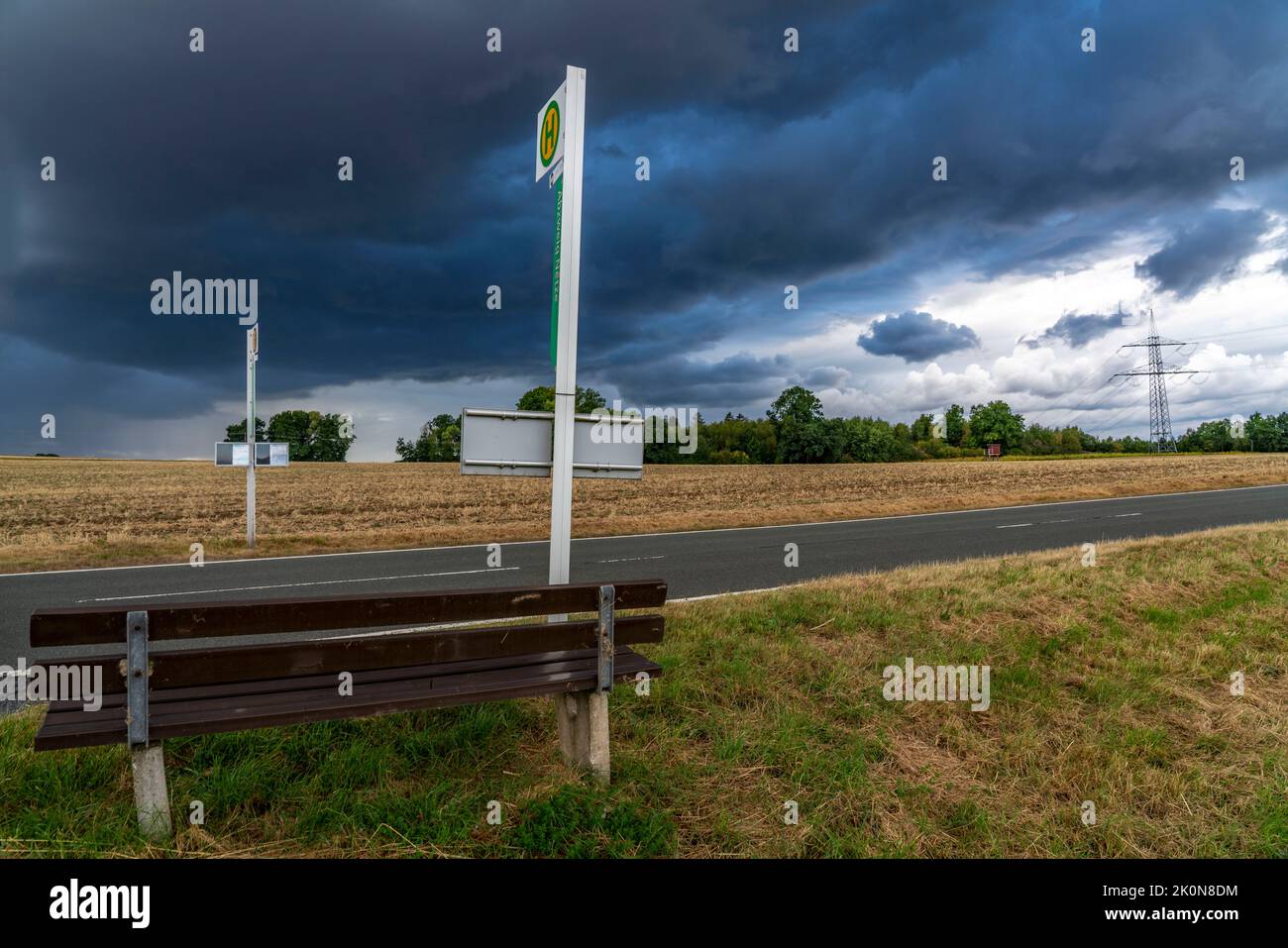 Simple stop of bus line 510 between Korbach and Bad Wildungen, country ...