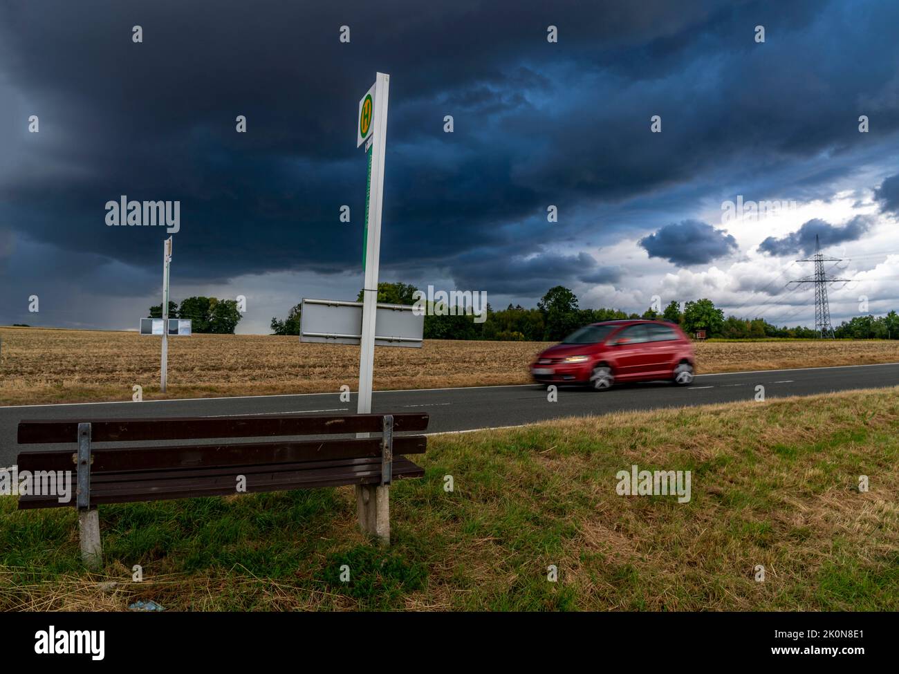 Simple stop of bus line 510 between Korbach and Bad Wildungen, country ...
