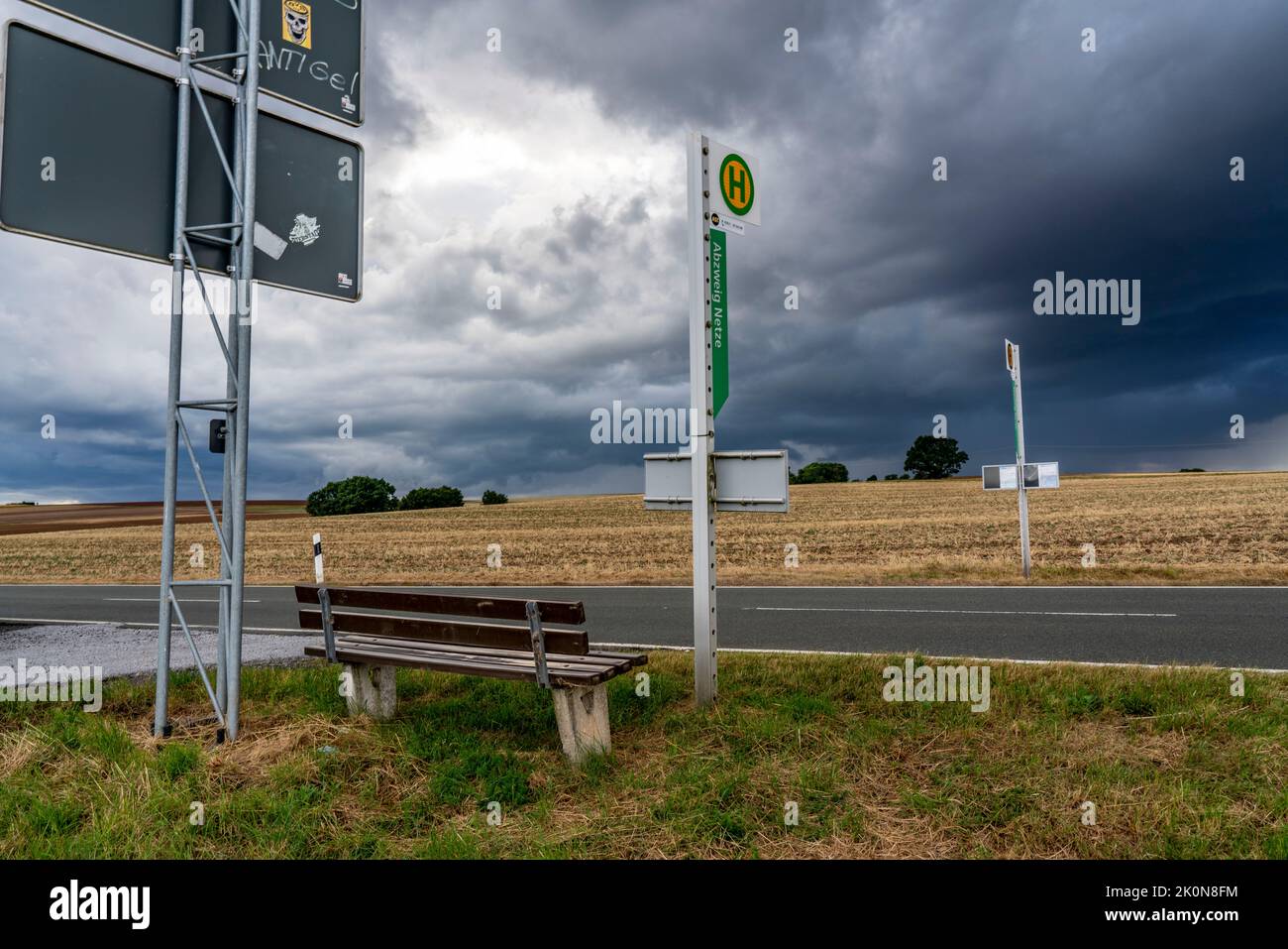 Simple stop of bus line 510 between Korbach and Bad Wildungen, country ...