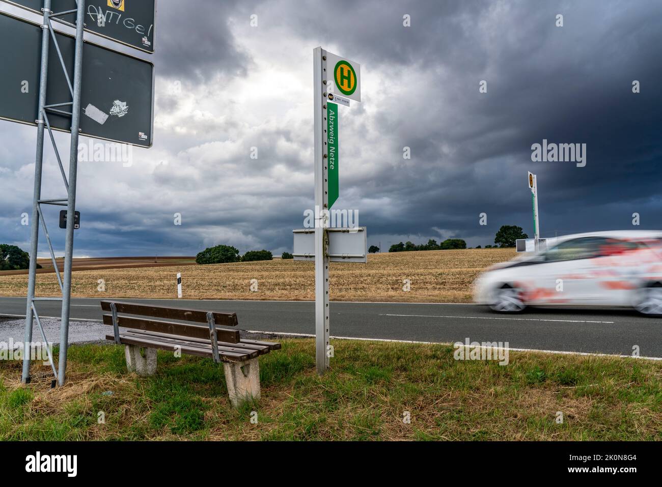 Simple stop of bus line 510 between Korbach and Bad Wildungen, country ...