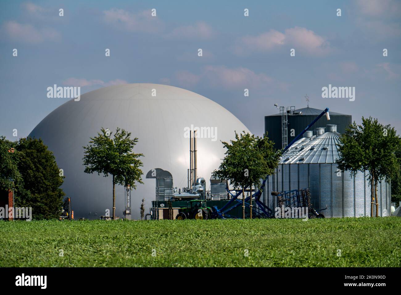 Biogas plant, combined heat and power plant, CHP, dome-shaped gas ...