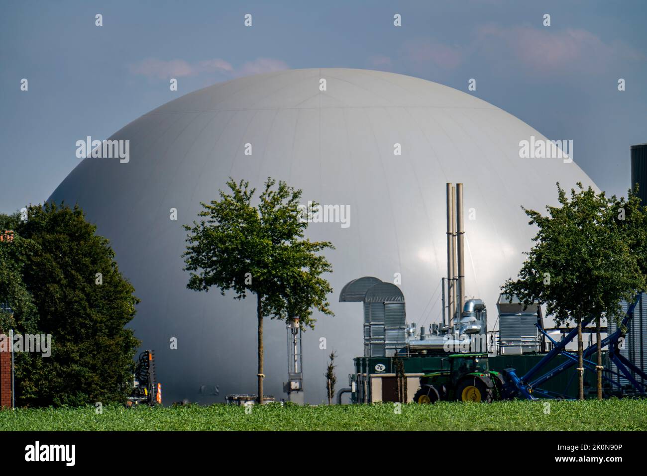 Biogas plant, combined heat and power plant, CHP, dome-shaped gas ...