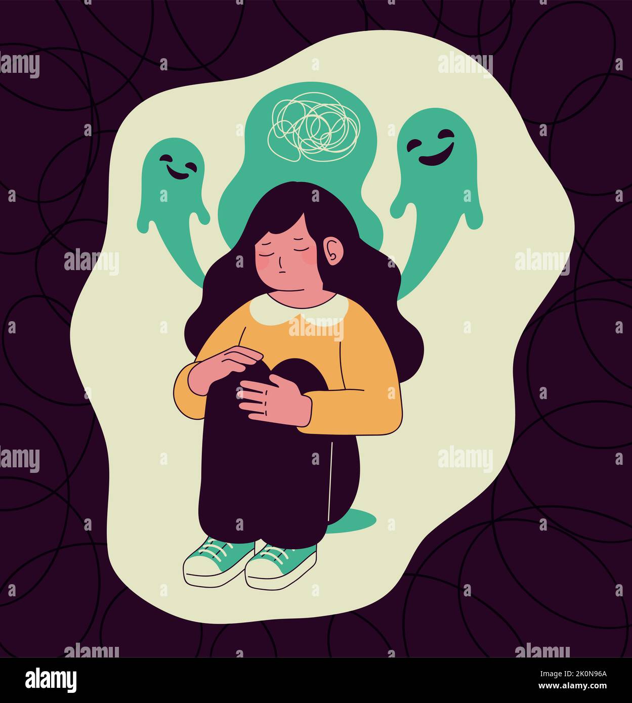 depressed woman, mental health Stock Vector Image & Art - Alamy