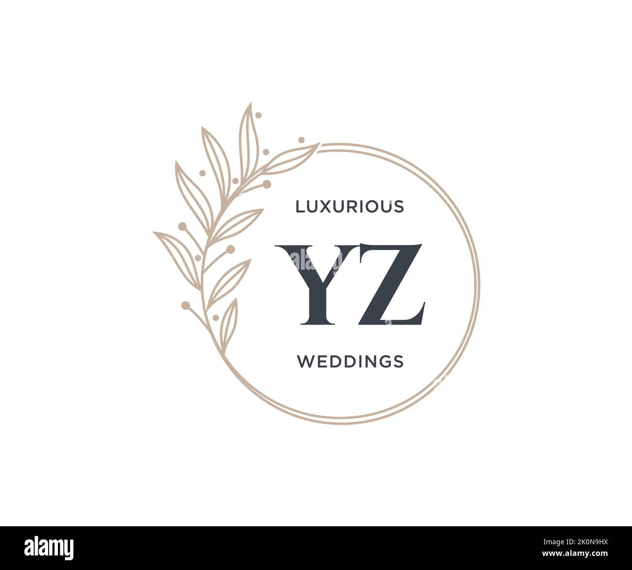 YZ Initials letter Wedding monogram logos template, hand drawn modern ...