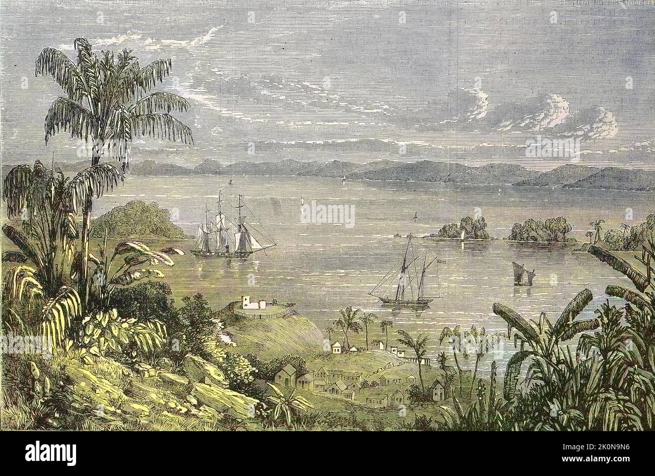 Die Bucht von Samana im Jahre 1869, Santa Barbara de Samana, eine Stadt ...