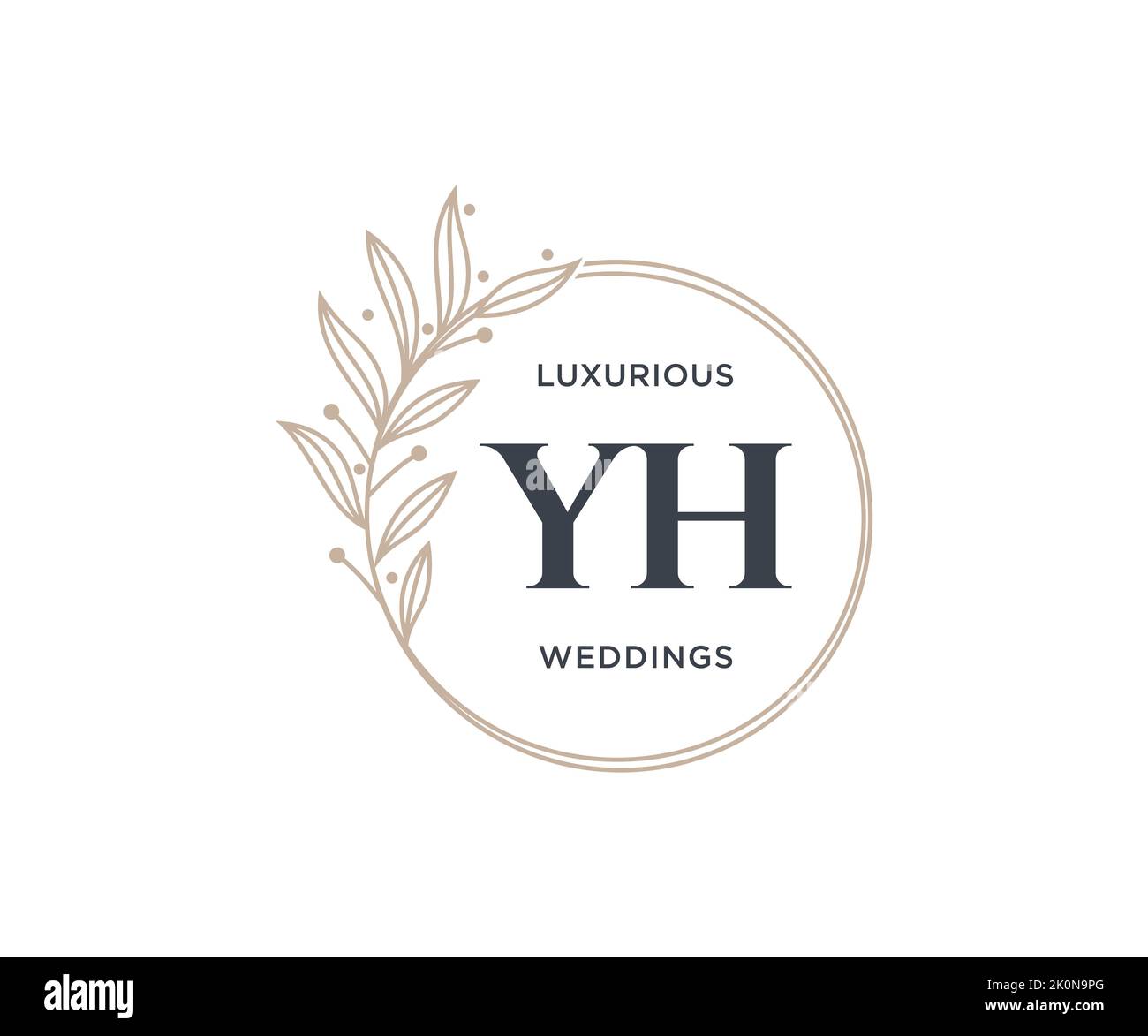 YH Initials letter Wedding monogram logos template, hand drawn modern ...
