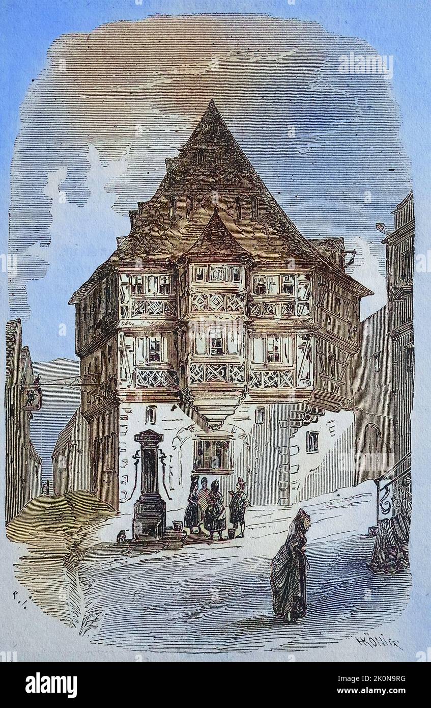 Das Hotel zum Riesen in Miltenberg im Jahre 1869, eines der ältesten ...
