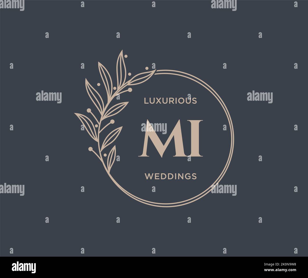MI Initials letter Wedding monogram logos template, hand drawn modern ...
