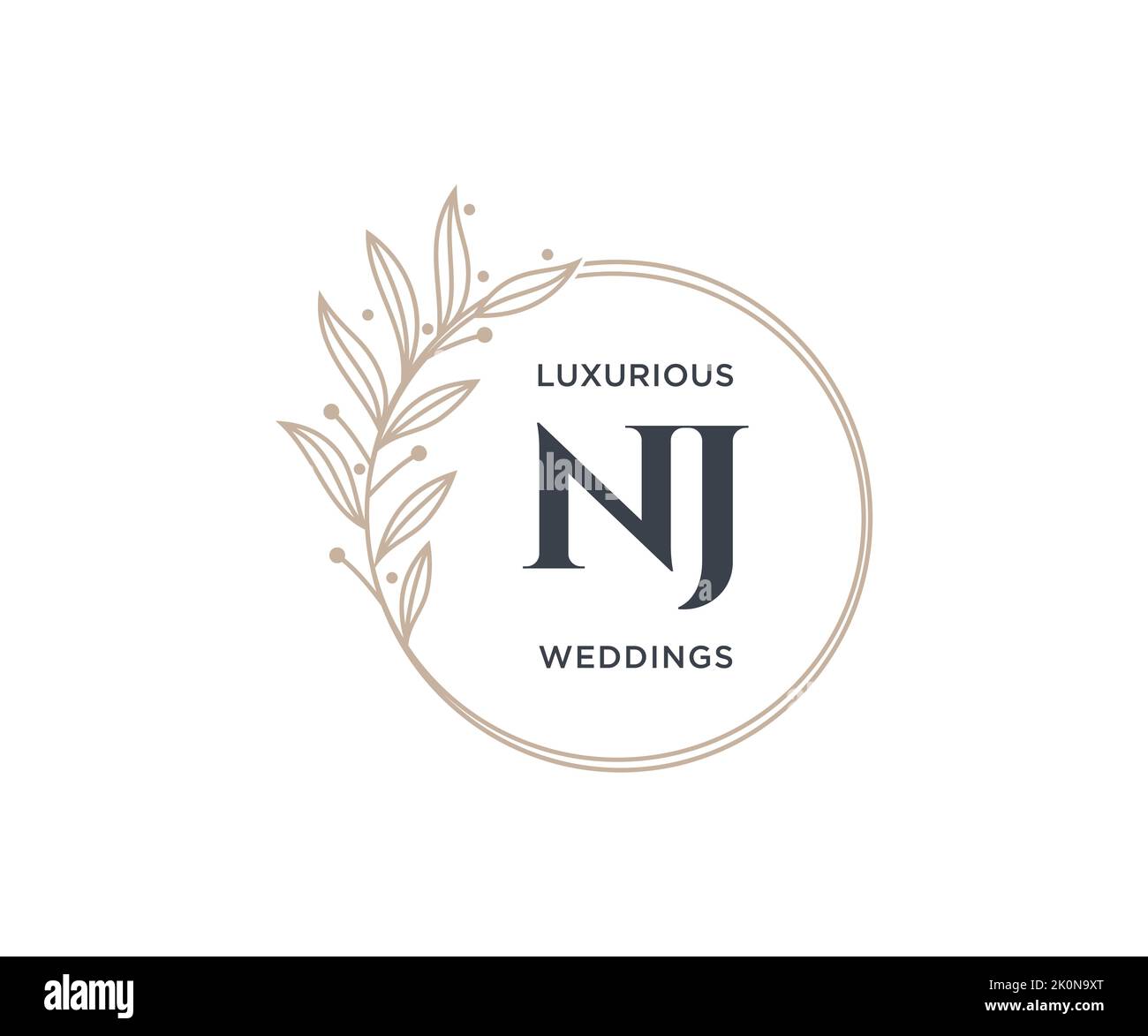 NJ Initials letter Wedding monogram logos template, hand drawn modern minimalistic and floral ...