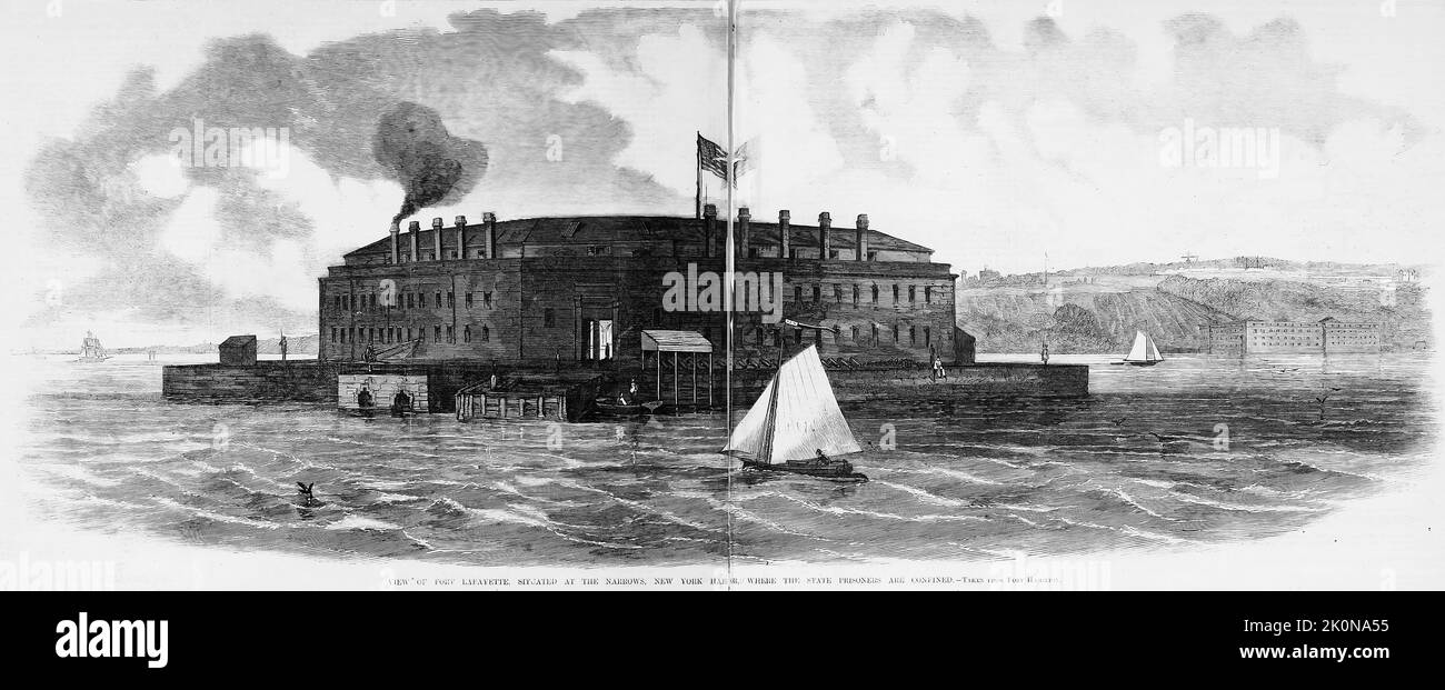 View of Fort Lafayette, situated at the Narrows, New York Harbor, where ...
