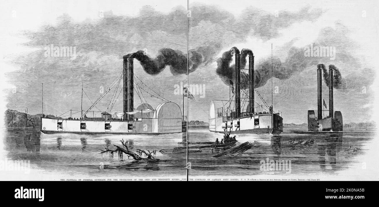 The Flotilla of Federal gunboats for the protection of the Ohio and ...