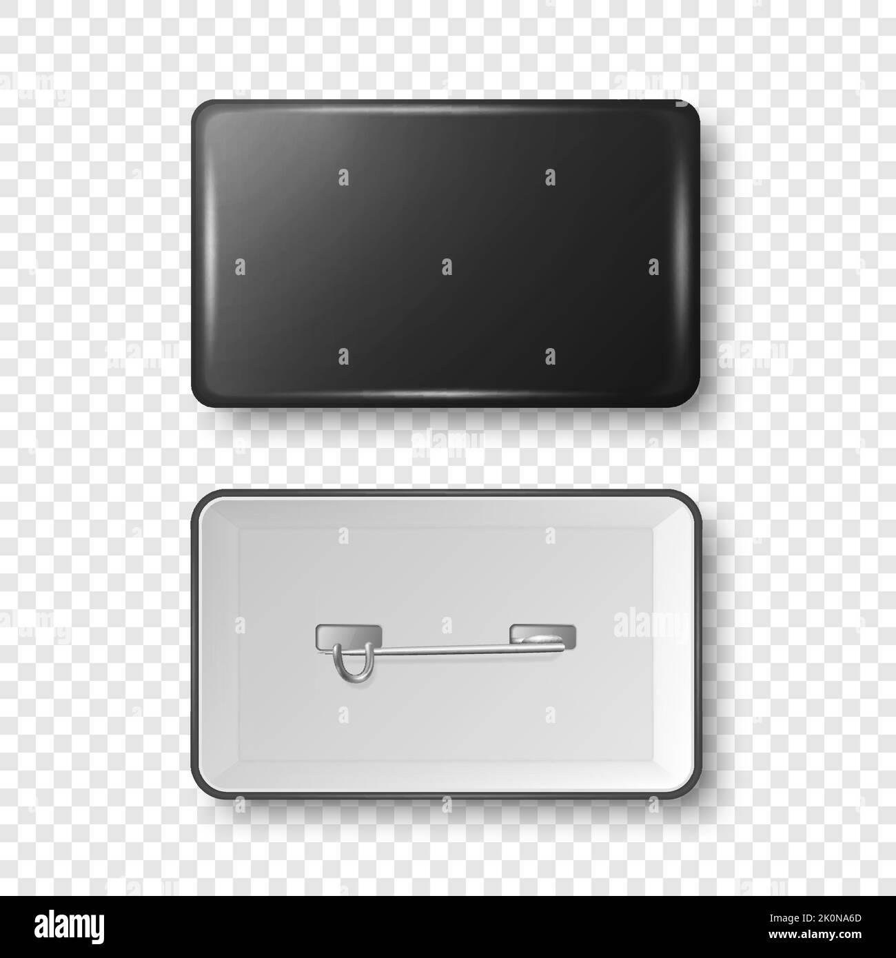 Vector 3d Realistic Rectangular Black Metal, Plastic Blank Empty Button ...