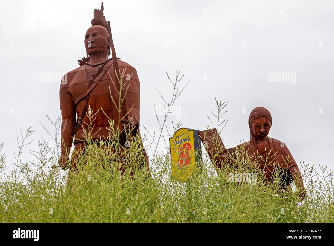Cuba, Missouri - The Osage Trail Legacy Monument shows an Osage Indian ...