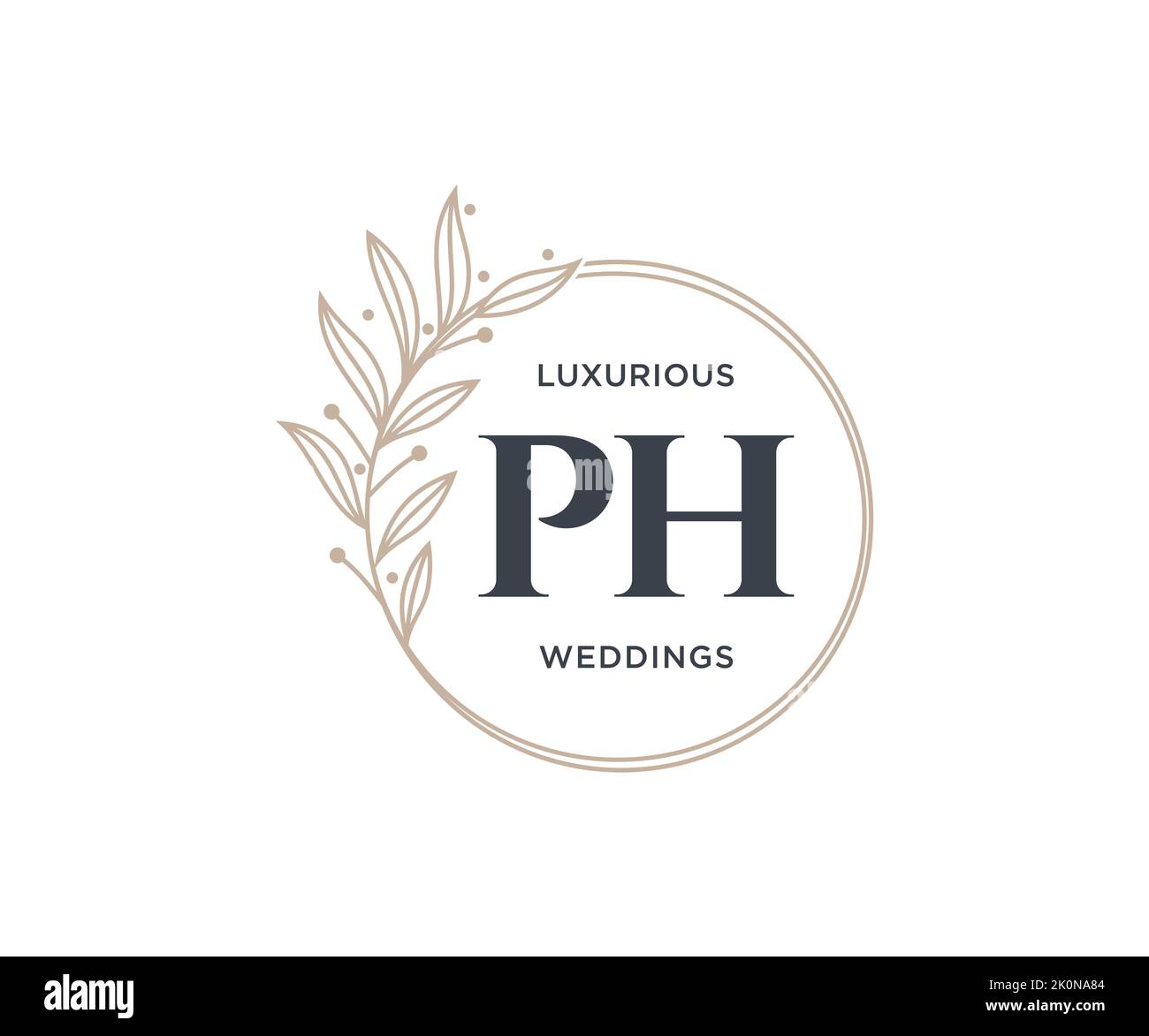 PH Initials letter Wedding monogram logos template, hand drawn modern ...