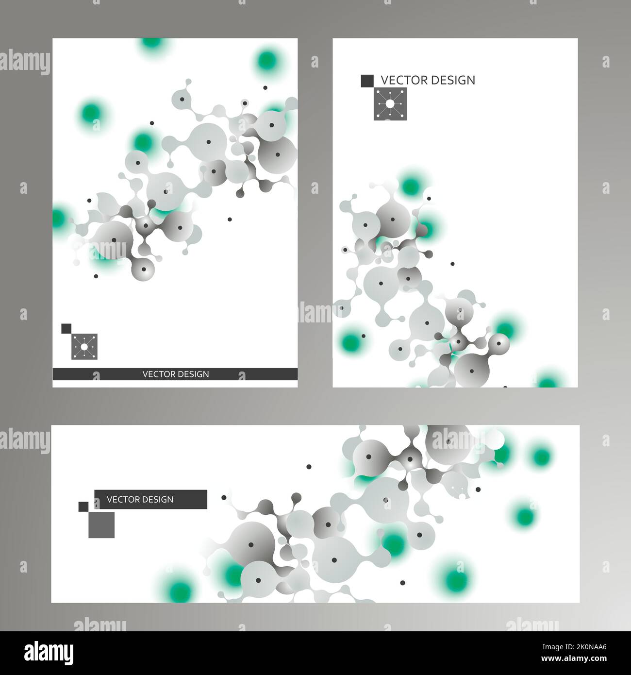 Vector connect design. Molecular compounds of circles with colored ...