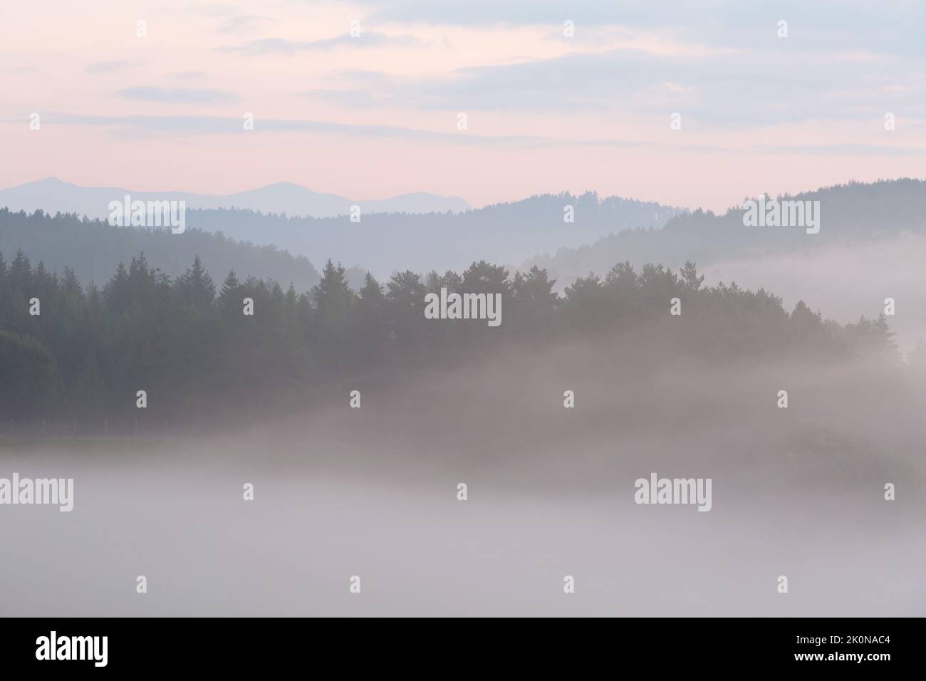 Foothills of Mala Fatra mountain range at Ondrasova village, Slovakia ...