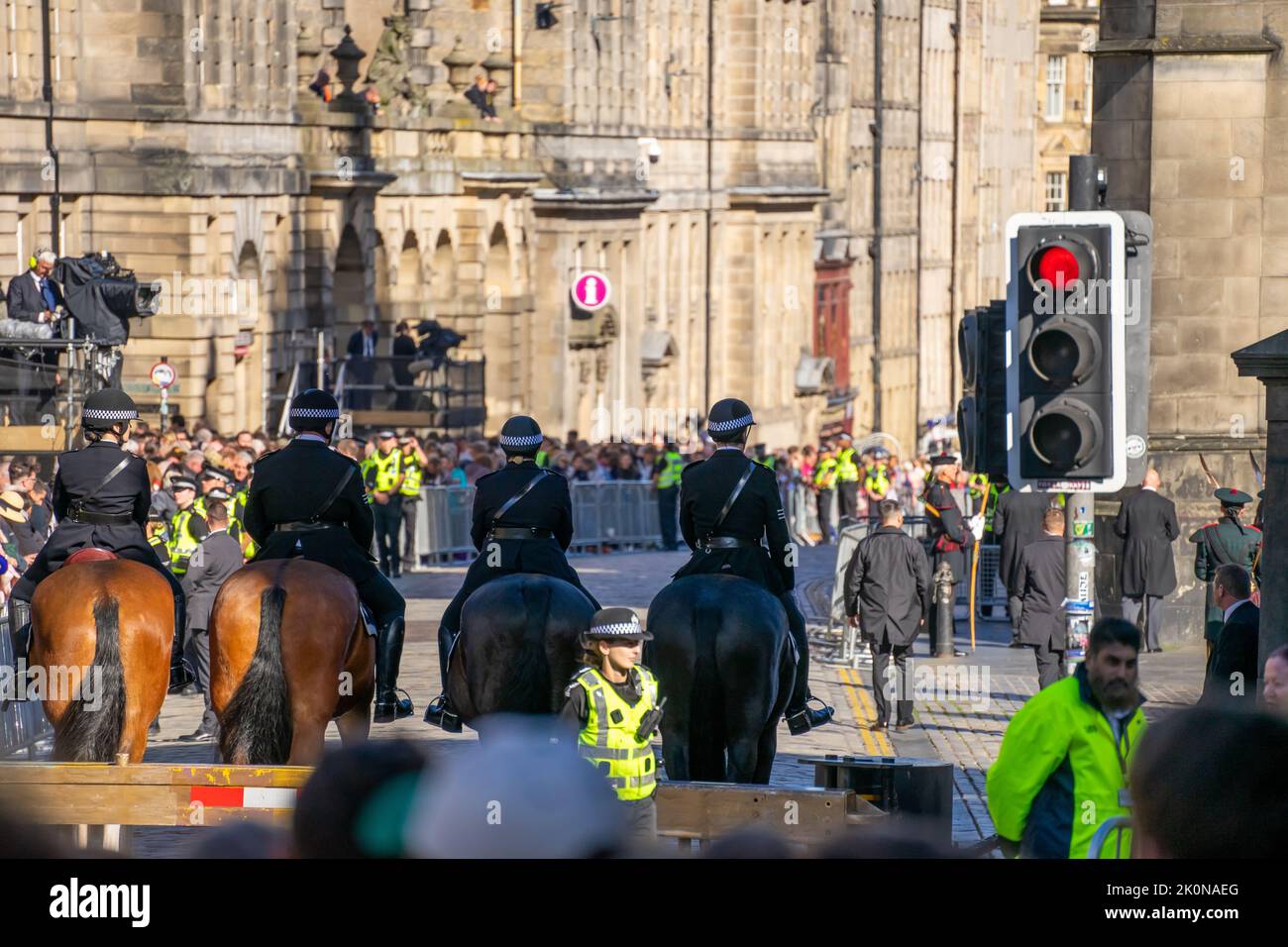 Edinburgh, Scotland 12th September 2022. Thousands line the Royal Mile ...