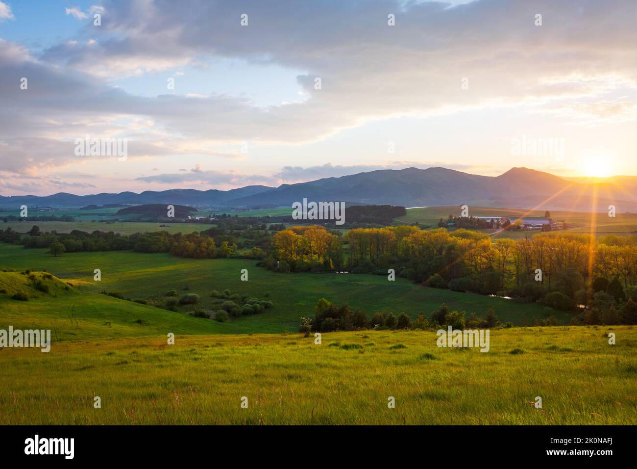 Rural landscape at Blazovce village and Mala Fatra mountains Stock ...