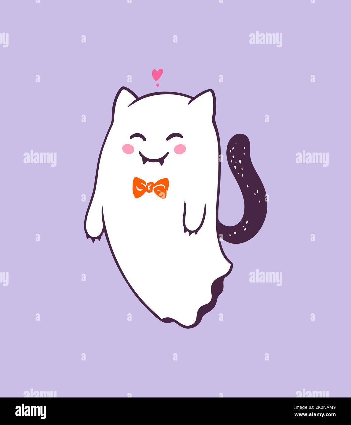 Cute cartoon Halloween Cat Ghost. Vector illustration Stock Vector ...