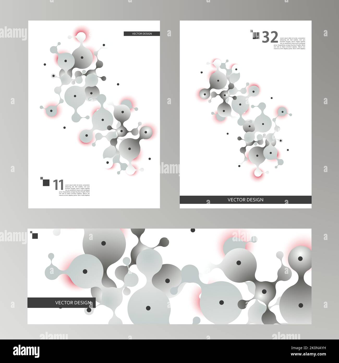 Vector connect design. Molecular compounds of circles with colored ...