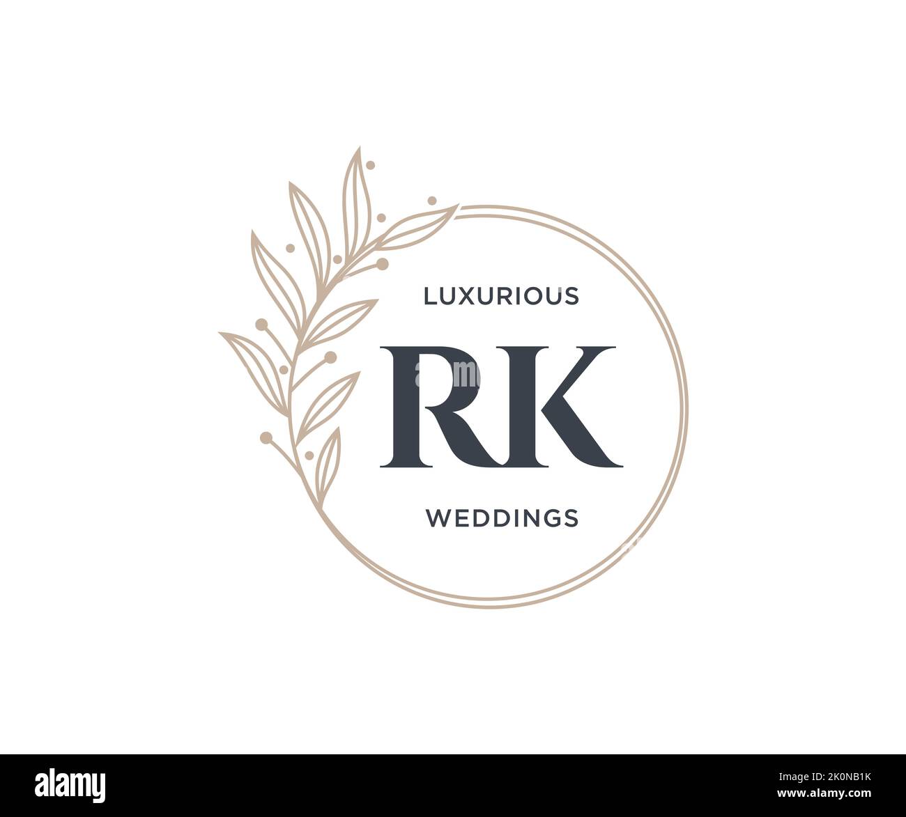 RK Initials letter Wedding monogram logos template, hand drawn modern minimalistic and floral ...