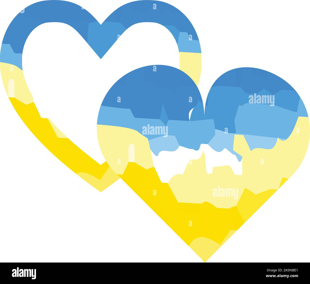 Heart shape in blue shades of the Ukrainian flag in a watercolor style ...