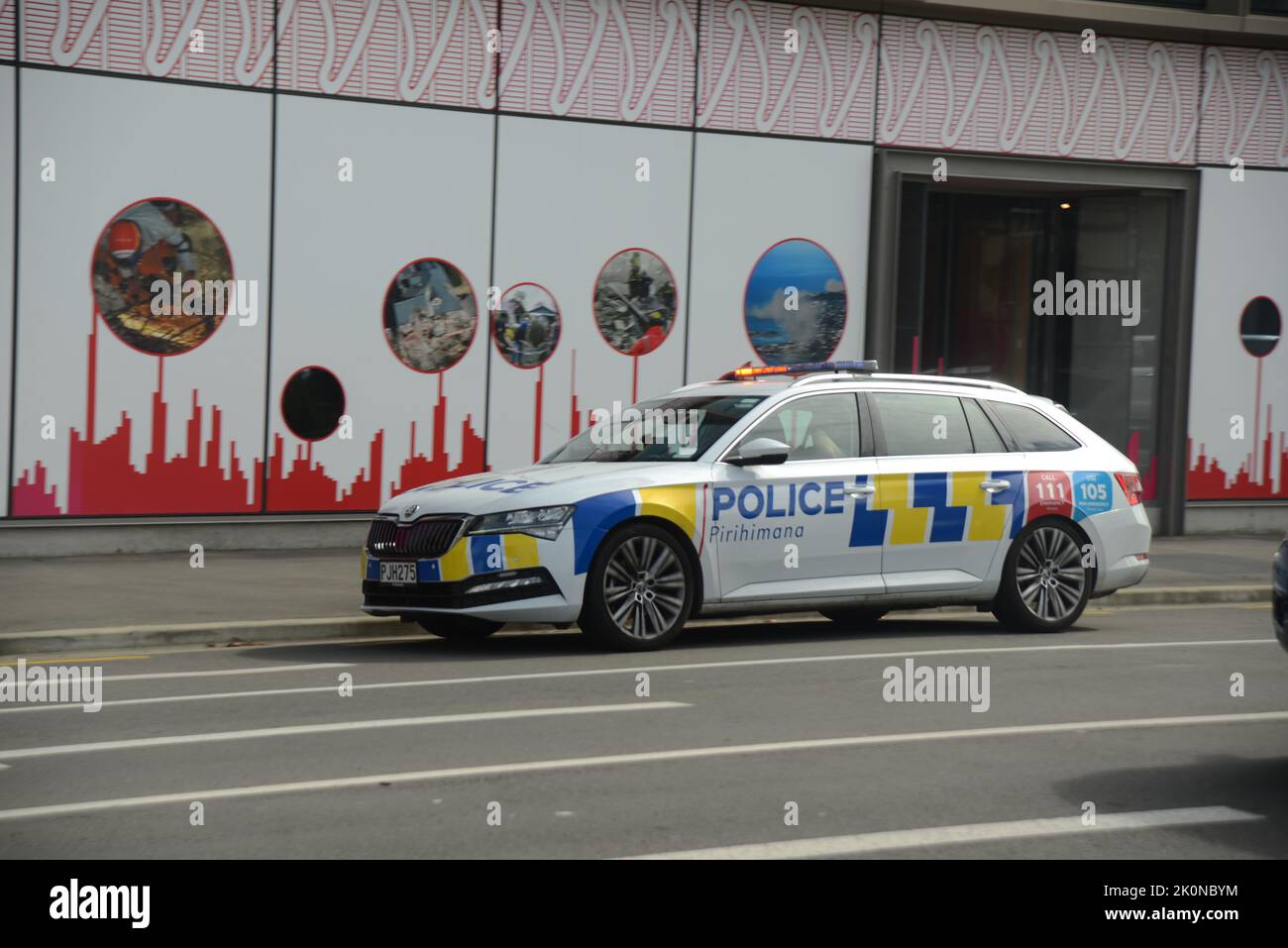 CHRISTCHURCH, NEW ZEALAND, SEPTEMBER 8, 2022: A police car with lights ...