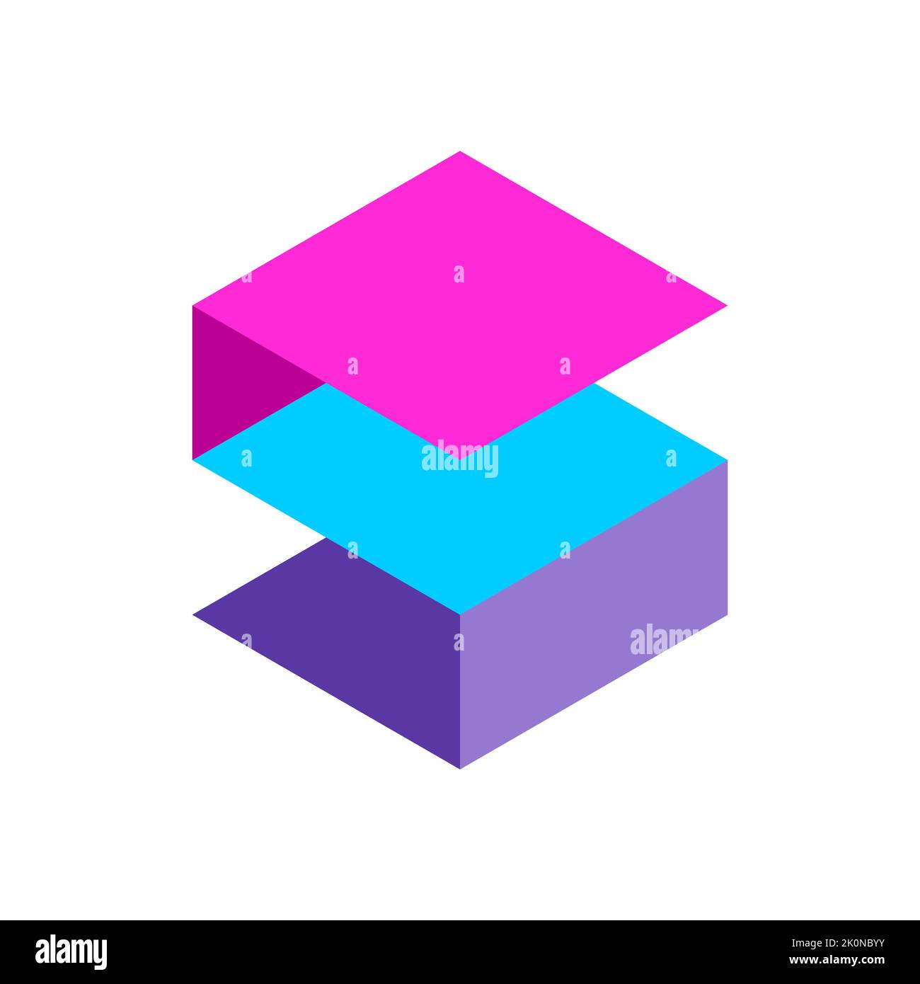 Colorful geometric letter S logo template. Hexagonal rectangle ...