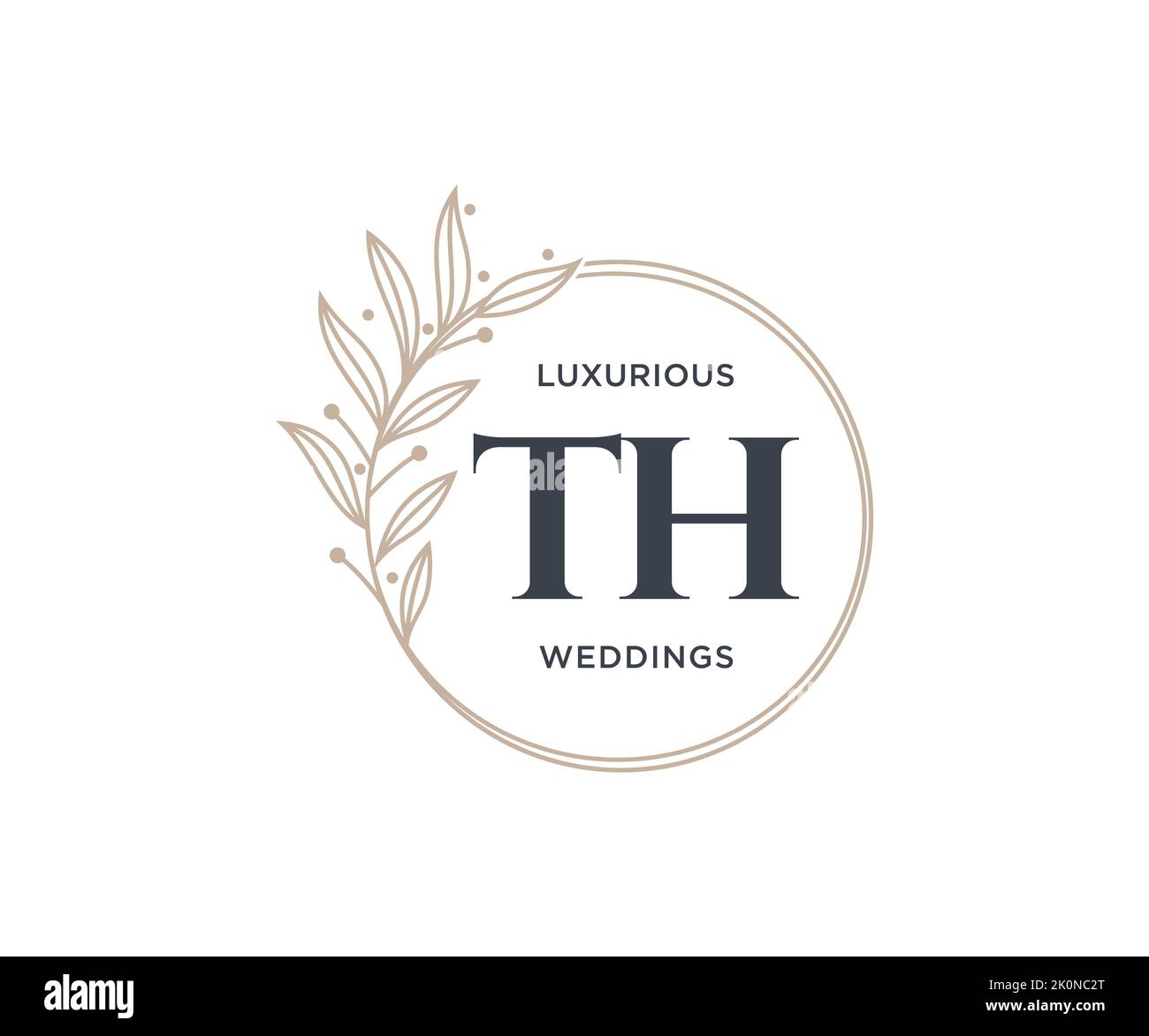 TH Initials letter Wedding monogram logos template, hand drawn modern ...