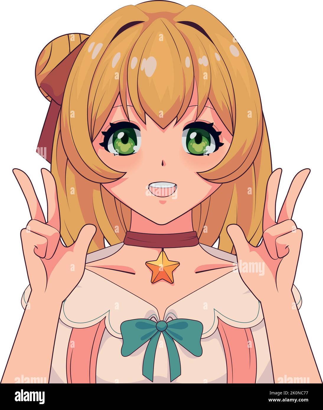 anime smiling girl Stock Vector Image & Art - Alamy