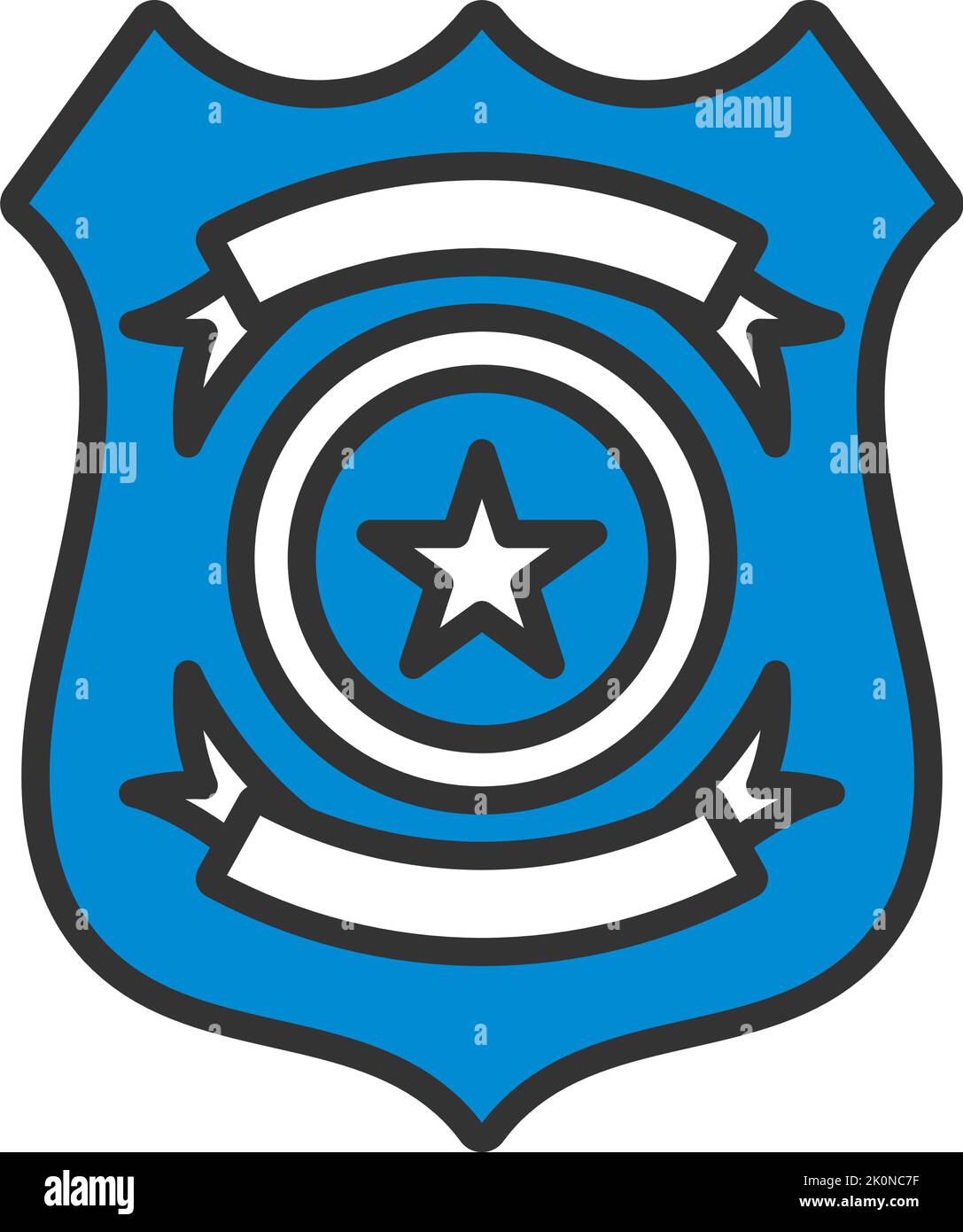 Police Badge Icon. Editable Bold Outline With Color Fill Design. Vector ...
