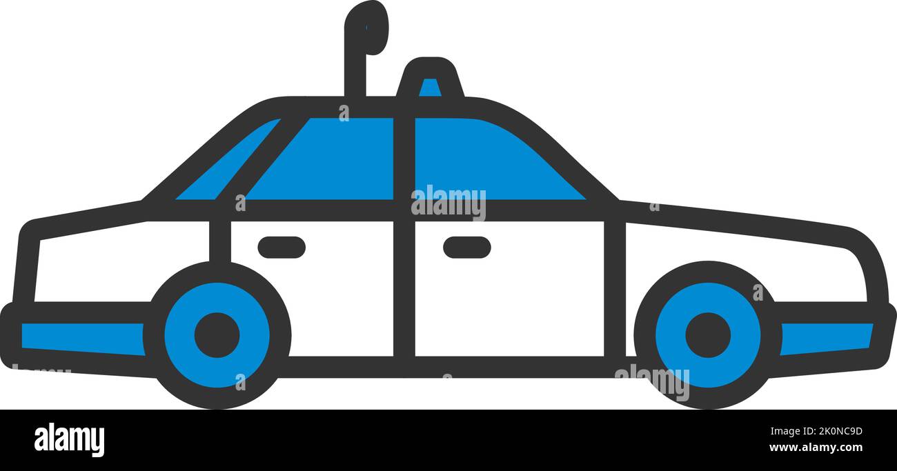 Police Car Icon. Editable Bold Outline With Color Fill Design. Vector ...